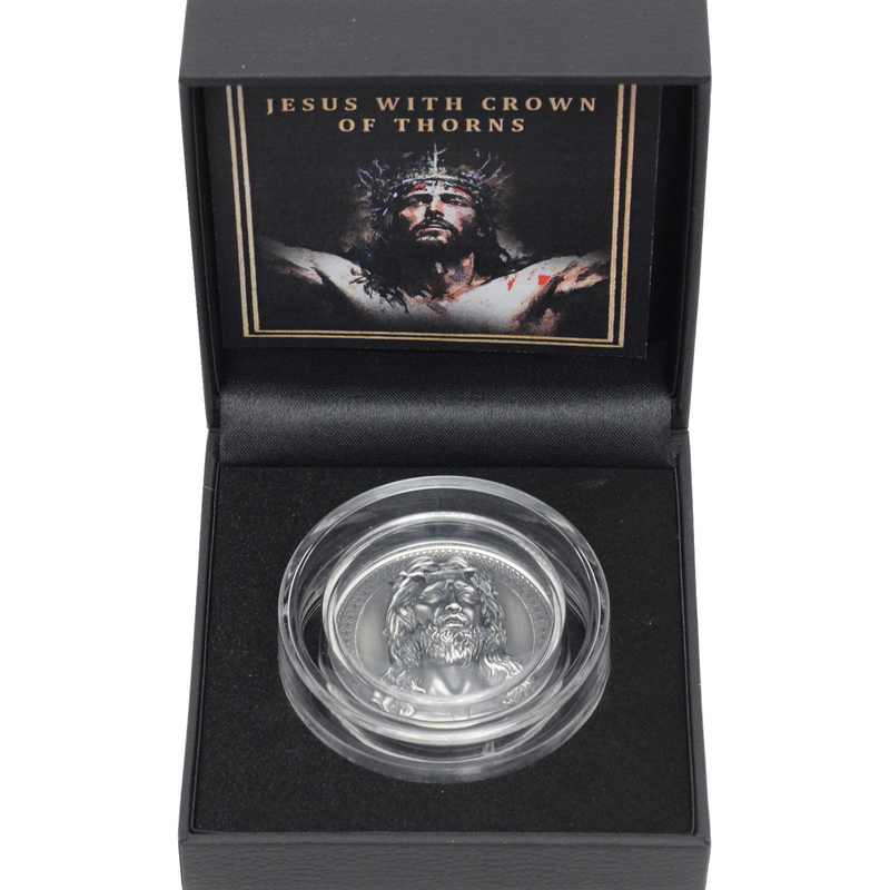 2024 Cameroon Silver Jesus Crown of Thorns Antiqued BU Coin │ SilverTowne