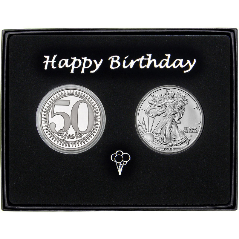50th Birthday Gift Silver Round 2pc Set | SilverTowne