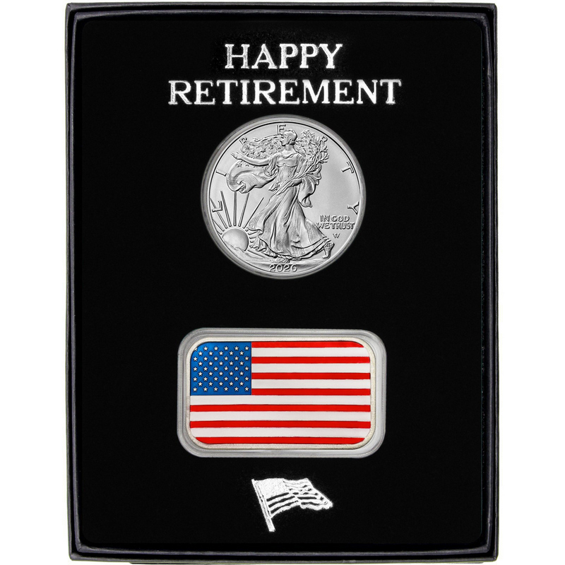 Retirement Enameled American Flag Gift Set & SAE | SilverTowne