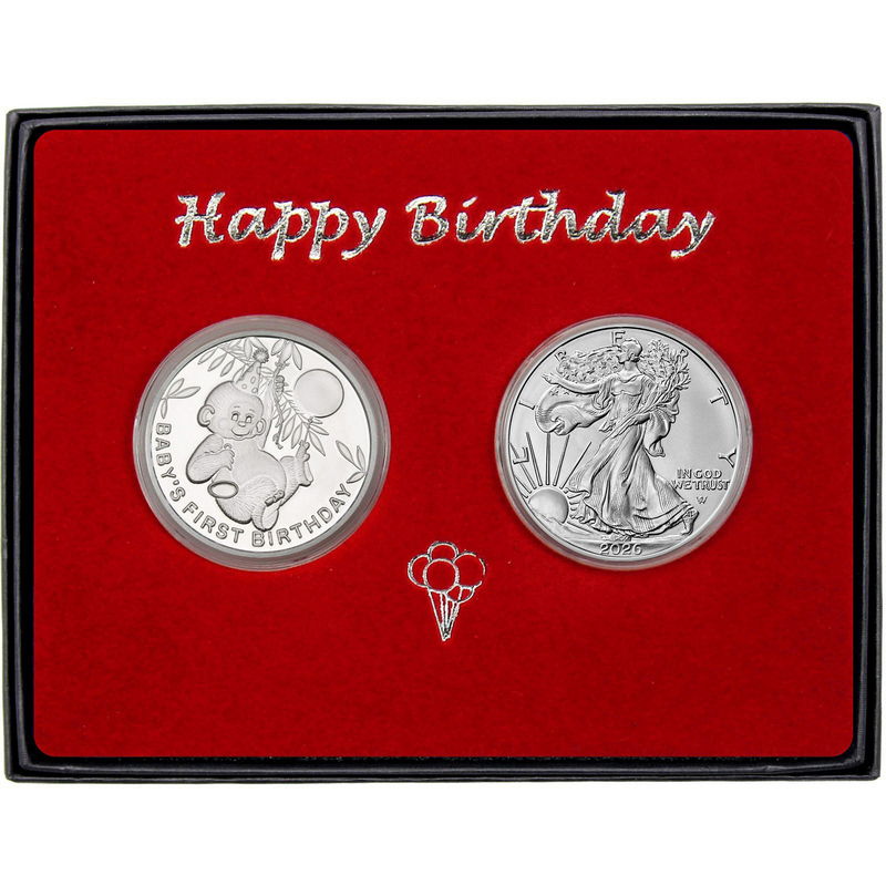 First Birthday Gift Silver Round 2pc Set | SilverTowne
