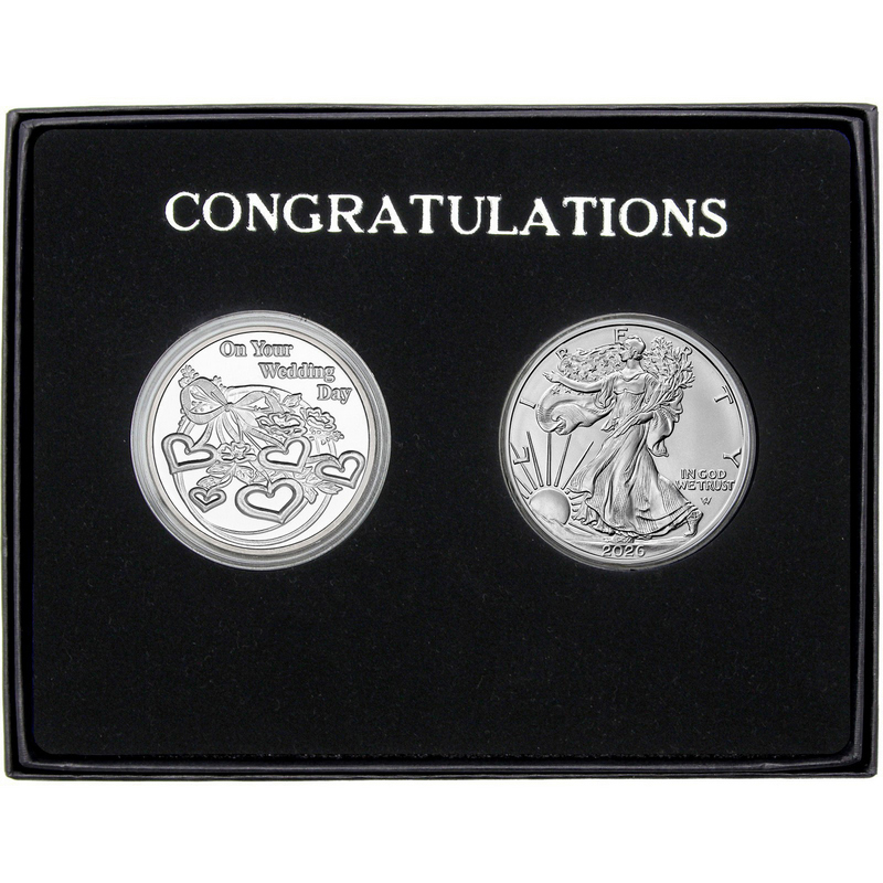Wedding Day Gift Silver Round 2pc Set | SilverTowne